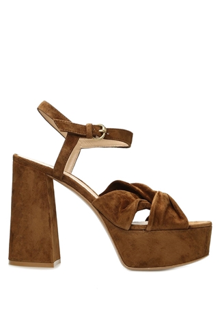 Gianvito Rossi Kadın Donna Taba Düğüm Detaylı Süet Sandalet Turuncu 35.5 EU