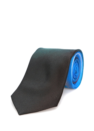 Selin Küçüksöz Erkek Mavi Siyah Baskılı İpek Kravat EU