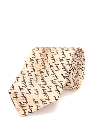 Selin Küçüksöz Erkek Yazı Baskılı İpek Kravat EU