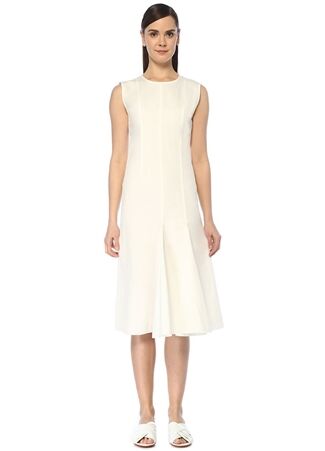Joseph Kadın Fowley Ekru Ucu Volanlı Kolsuz Midi Elbise Bej 36 FR