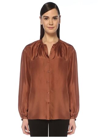 Joseph Kadın Bowell Kiremit Büzgü Detaylı İpek Gömlek Kırmızı 36 FR