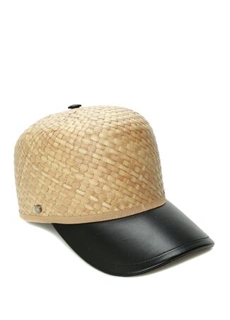 Emporio Armani Kadın Siyah Bej Hasır Dokulu Şapka 57 EU