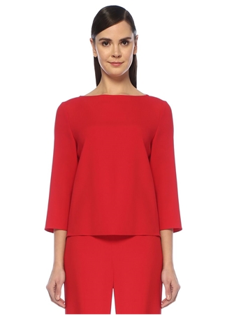 Emporio Armani Kadın Kırmızı Arkası Pilili Truvakar Kol Bluz 42 IT