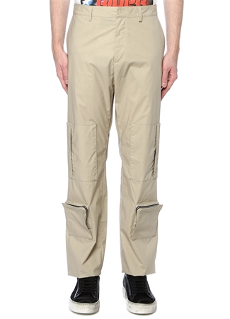 Marcelo Burlon Erkek Bej Normal Bel Bol Paça Pantolon Gri 46 IT