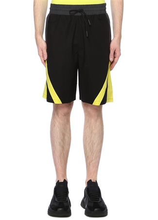 Marcelo Burlon Erkek Siyah Gri Beli Kordonlu Logo İşlemeli Şort M EU