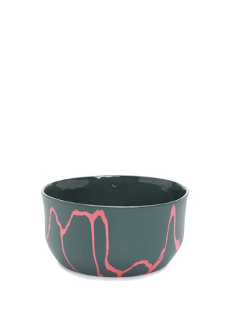 Masuma Ceramics Large Siyah Desenli Porselen Kase Çok Renkli