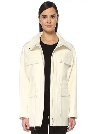 Yves Salomon Kadın Beyaz Dik Yaka Beli Büzgülü Ceket 34 FR