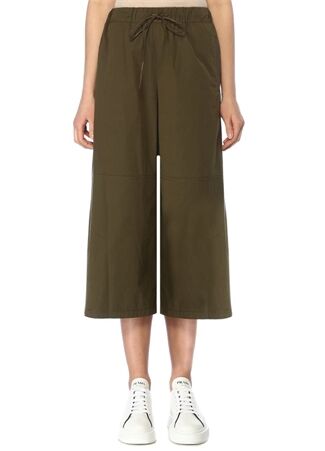 Yves Salomon Kadın Haki Yüksek Bel Bol Paça Crop Pantolon Yeşil 36 FR Yves Salomon Kadın Haki Yüksek Bel Bol Paça Crop Pantolon Yeşil 36 FR