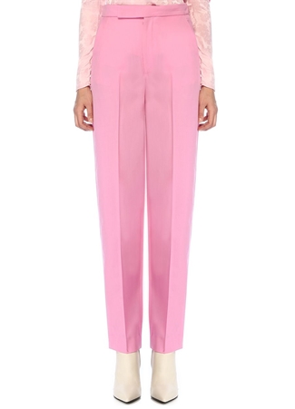 Wandering Kadın Pembe Yüksek Bel Yün Flanel Pantolon 40 IT