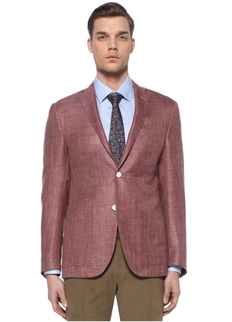 Corneliani Erkek Drop 7 Kırmızı Kelebek Yaka Mikro Dokulu Yün Ceket 52 IT