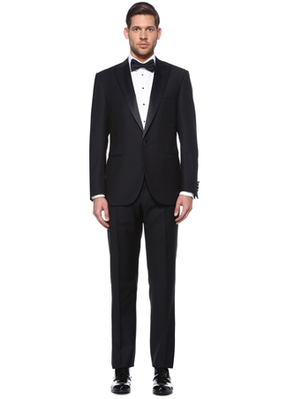 Corneliani Erkek Drop 7 Lacivert Saten Garnili Yün Smokin 58 IT