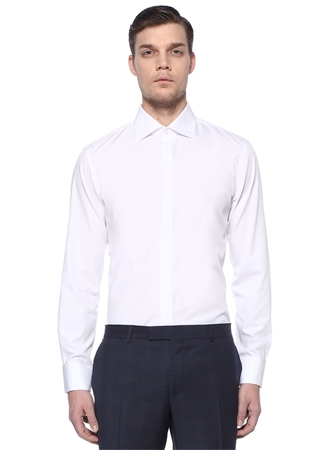 Beymen Collection Erkek Beyaz Klasik Yaka Pilisesiz Smokin Gömleği 38 IT
