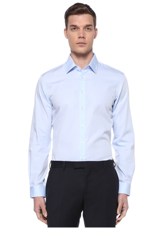 Beymen Collection Erkek Custom Fit Mavi Modern Yaka Non Iron Gömlek 38 EU