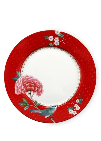 Pip Studio Blushing Birds Kırmızı Porselen Tabak