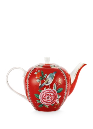 Pip Studio Blushing Birds Kırmızı Büyük Porselen Demlik