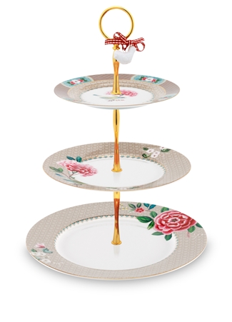 Pip Studio Blushing Birds 3lü Haki Porselen Kek Standı