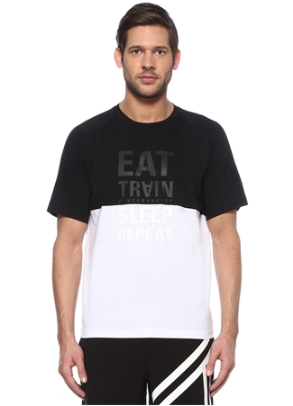 Black Barrett Erkek Siyah Beyaz Yazı Baskılı Basic T-shirt S EU