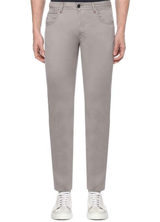 Marco Pescarolo Erkek Nerano Gri Dar Paça Pantolon 3 US