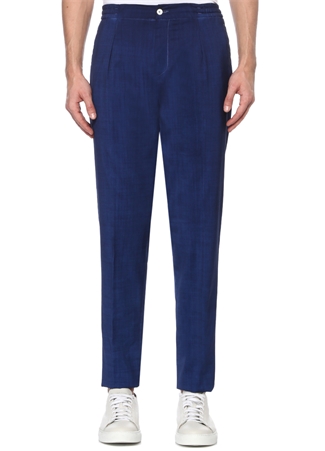 Marco Pescarolo Erkek Chiaia Mavi Bağcıklı Yün Pantolon 46 IT