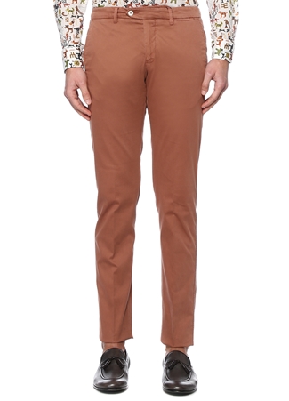 Marco Pescarolo Erkek Kiremit Normal Bel Dar Paça Pantolon Kırmızı 48 IT