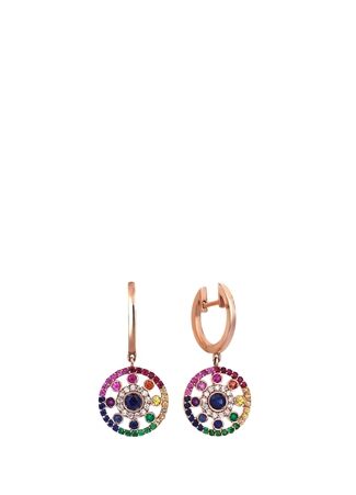 Sim&Roz Kadın Colorblocked Safir Ve Pırlantalı Altı Küpe EU