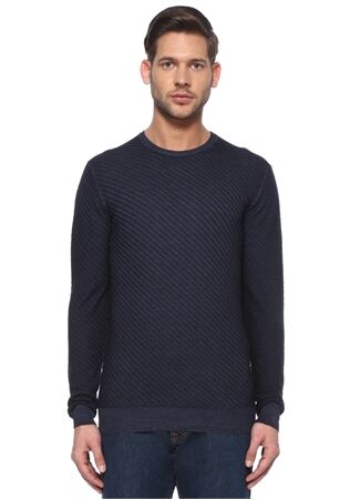 Boglioli Erkek Lacivert Örgü Dokulu Kazak Mavi M EU