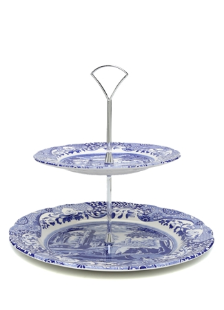 Spode Blue Italian 2li Porselen Kek Standı Mavi