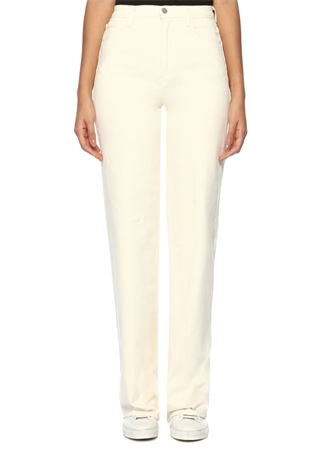 J Brand Kadın Elsa Monday Beyaz Yüksek Bel Wide Jean Pantolon 26 US