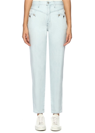 J Brand Kadın Elsa Playday Yüksek Bel Tapered Jean Pantolon Mavi 27 US J Brand Kadın Elsa Playday Yüksek Bel Tapered Jean Pantolon Mavi 27 US
