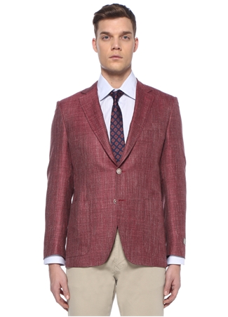 Canali Erkek Drop 6 Kırmızı Kelebek Yaka Dokulu Yün Ceket 52 IT