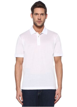 Canali Erkek Beyaz Polo Yaka T-shirt 52 It