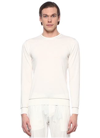 Eleventy Erkek Beyaz Taba Biye Detaylı Basic Kazak M EU