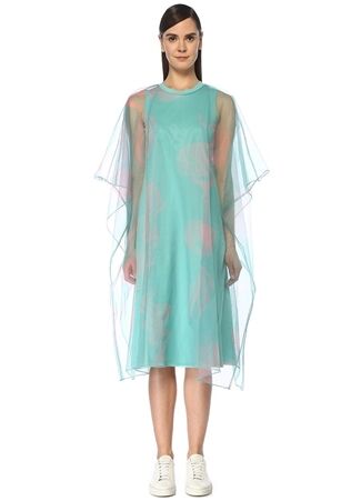 Kenzo Kadın Mavi Tül Detaylı Midi Elbise S EU