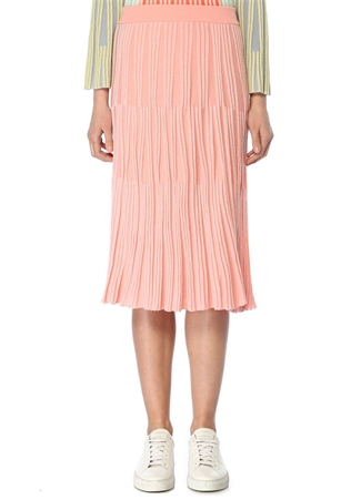 Kenzo Kadın Pembe Simli Ribli Midi Triko Etek S EU