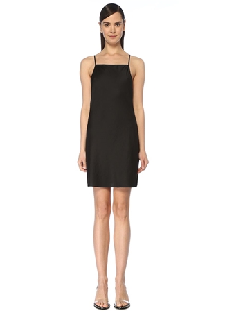 T by Alexander Wang Kadın Wash And Go Siyah İnce Askılı Mini Elbise L EU