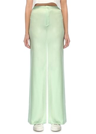 T by Alexander Wang Kadın Yeşil Yüksek Bel Bol Paça Pantolon 2 US
