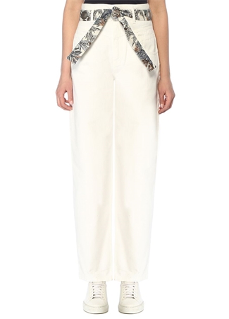 Forte Couture Kadın Beyaz Yüksek Bel Kuşaklı Jean Pantolon 25 US