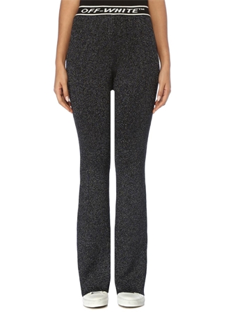 Off-white Kadın Siyah Yüksek Bel Simli Bol Paça Triko Pantolon 42 It