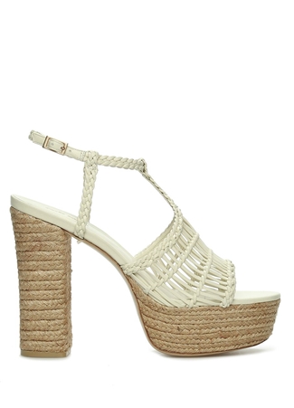 Cult Gaia Kadın Thea Beyaz Geometrik Bantlı Deri Espadril 37 EU