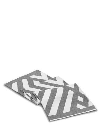 L’appartement Geometric Fibrosoft Antrasit Beyaz Plaj Havlusu Gri