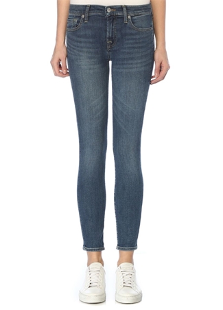 7 For All Mankind Kadın Normal Bel Crop Skinny Jean Pantolon Mavi 30 US