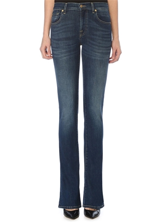 7 For All Mankind Kadın Normal Bel Bootcut Jean Pantolon Mavi 24 US