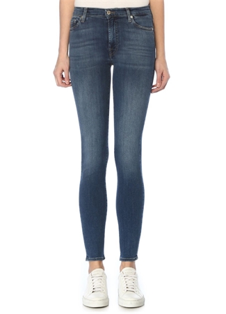 7 For All Mankind Kadın Yüksek Bel Skinny Jean Pantolon Mavi 23 US