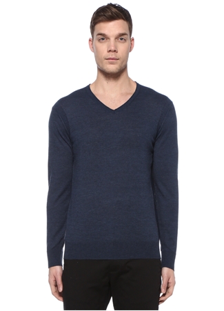 John Varvatos Star USA Erkek Lacivert V Yaka Kazak S EU