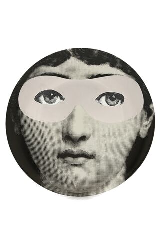 Fornasetti Tema e Variazioni No 22 Seramik Dekoratif Tabak Siyah