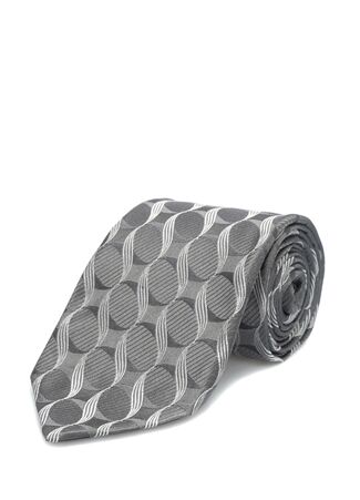 Isaia Erkek Gri Geometrik Desenli İpek Kravat EU Isaia Erkek Gri Geometrik Desenli İpek Kravat EU