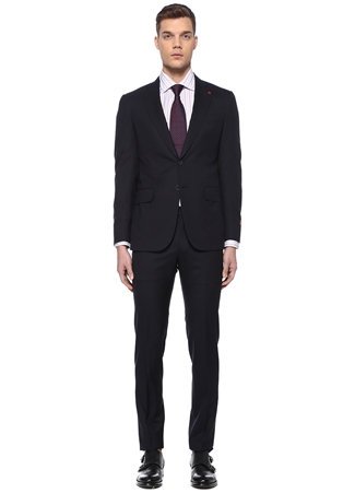 Isaia Erkek Drop 8 Lacivert Yün Takım Elbise 58 IT