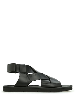 Prada Erkek Siyah Çapraz Bantlı Deri Sandalet 7 UK