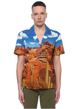 Balmain Erkek Colorblocked Çöl Baskılı Gömlek 39 IT