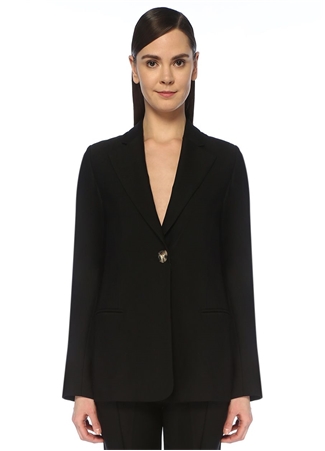 Khaite Kadın Siyah Kelebek Yaka Tek Düğmeli Ceket 6 US